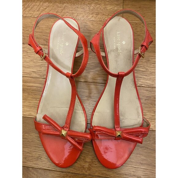 kate spade | Shoes | Kate Spade Red Bow Patent Leather Shoes Wedge Heel ...